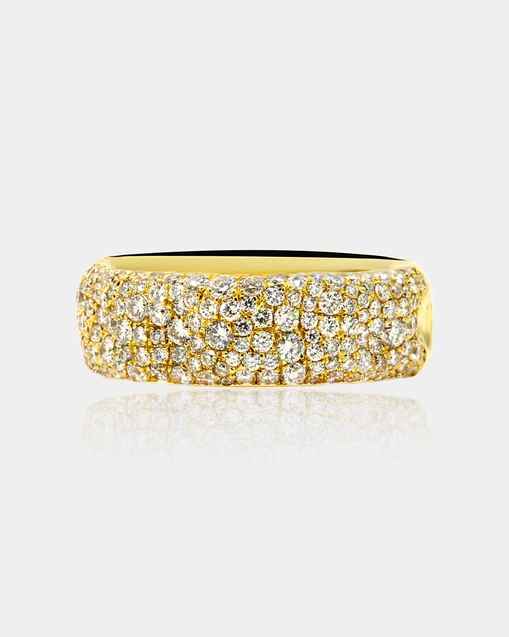Chaos Half Pave Diamond Band in 18K Yellow Gold - Weldorf | Luxury ...